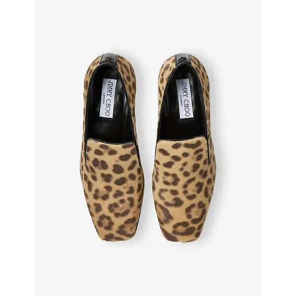 JIMMY CHOO Eliot Leopard-print Loafers - Natural