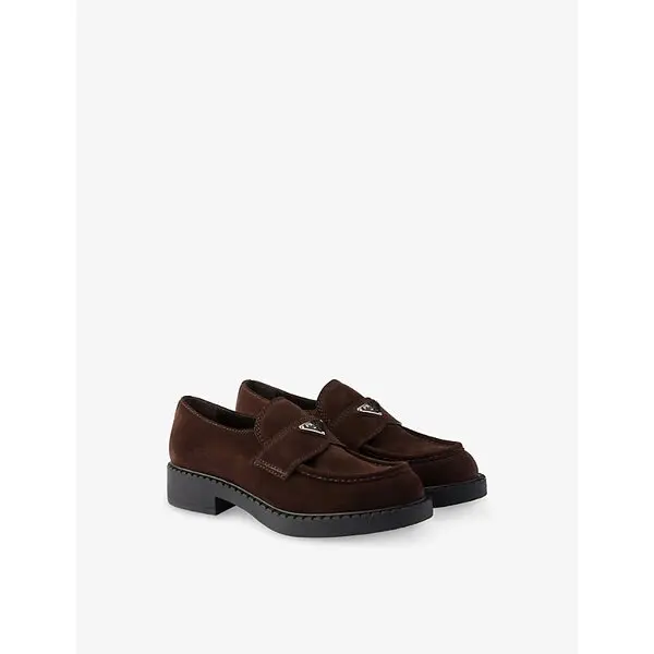 Prada Triangle-logo Suede Loafers