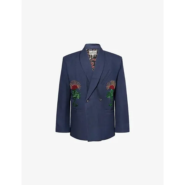 KARTIK RESEARCH Double-breasted Embroidered Wool Jacket