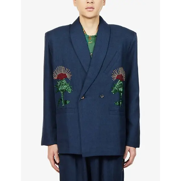 KARTIK RESEARCH Double-breasted Embroidered Wool Jacket