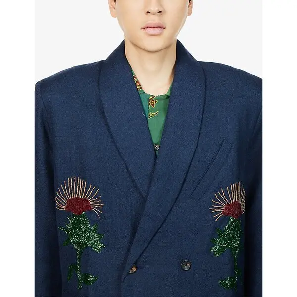 KARTIK RESEARCH Double-breasted Embroidered Wool Jacket