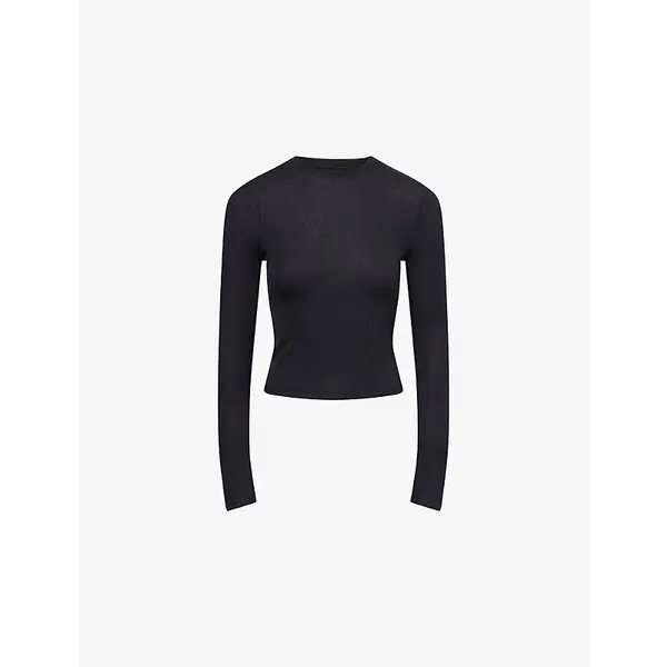 Bo+tee Regular-fit Long-sleeve Ribbed Stretch-woven Top