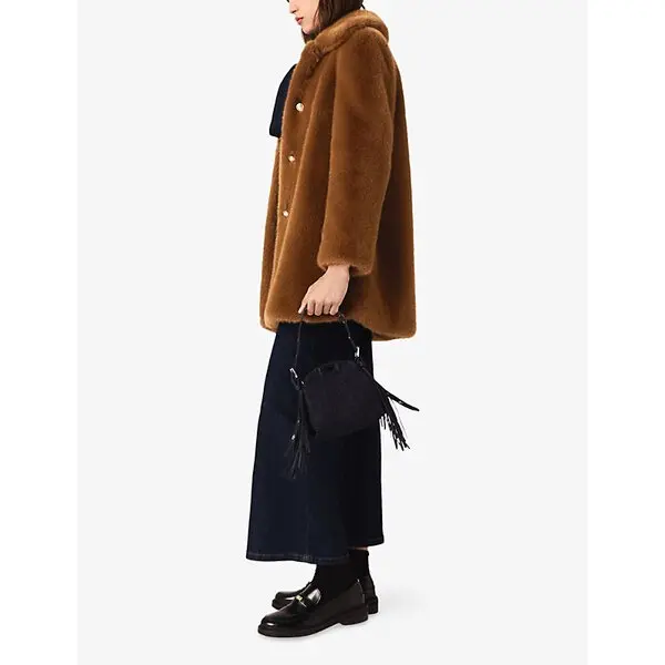 Maje Collared Mid-length Faux Fur Coat