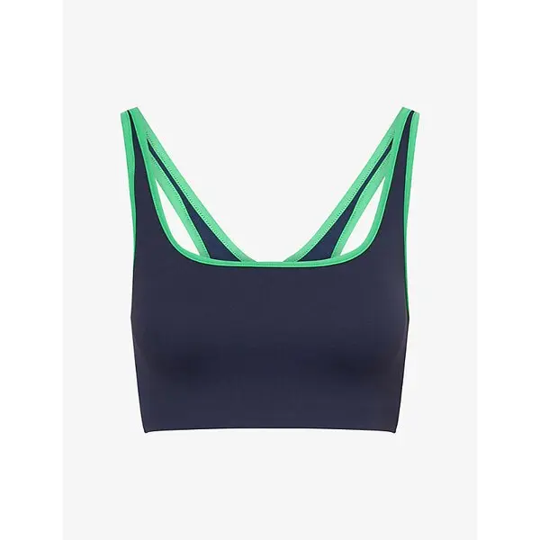 Splits59 Cait Rigor Stretch-jersey Sports Bra - Indigo/grass