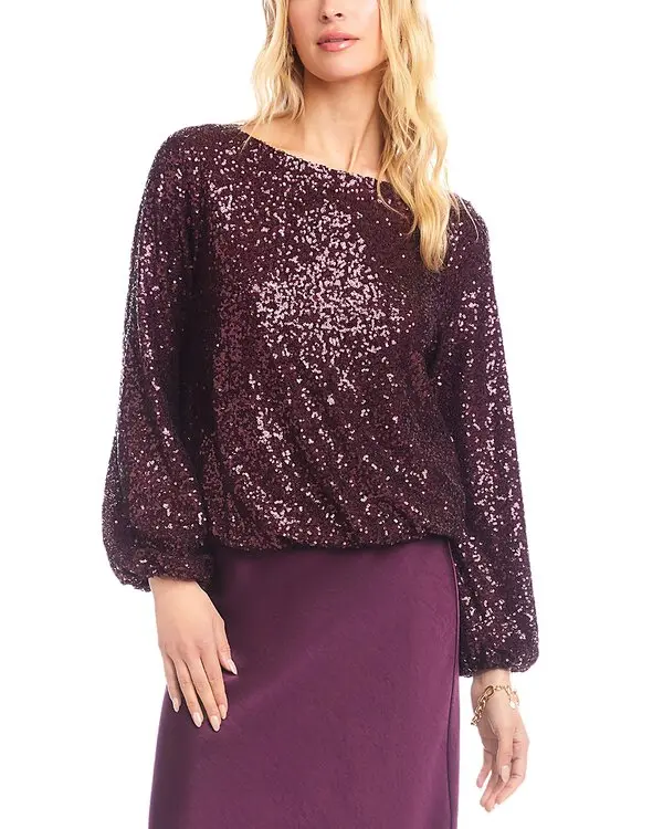 Karen Kane Sequin Boat Neck Top