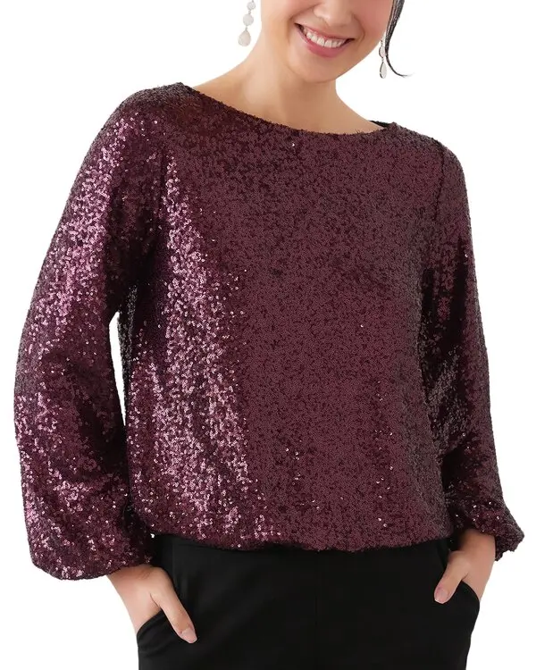 Karen Kane Sequin Boat Neck Top
