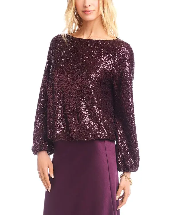 Karen Kane Sequin Boat Neck Top