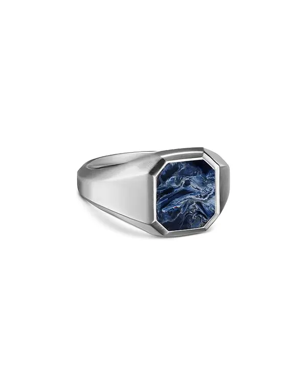 David Yurman Streamline Signet Ring With Pietersite - Silver
