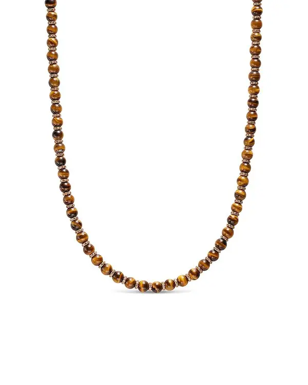 David Yurman Spiritual Beads Necklace In 18k Rose Gold With And Diamonds - Tiger's Eye/cognanc Diamonds