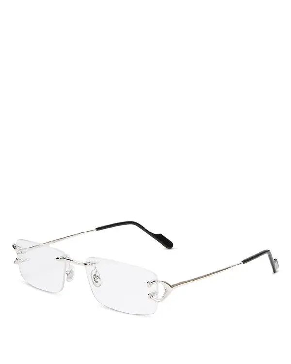 CARTIER Rectangular Optical Glasses, 56mm - Silver