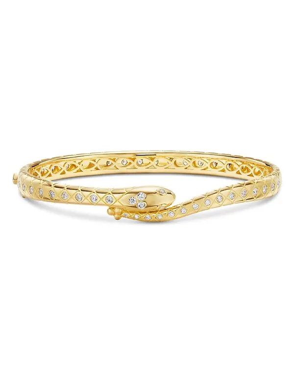 Temple St. Clair 18k Yellow Diamond Delphi Serpent Bangle Bracelet - Gold