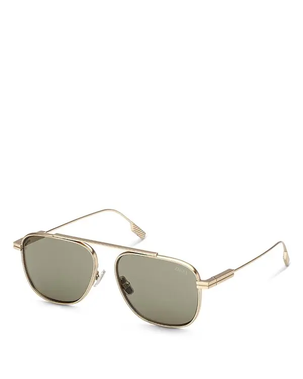 Zegna 57mm Geometric Sunglasses - Gold/green
