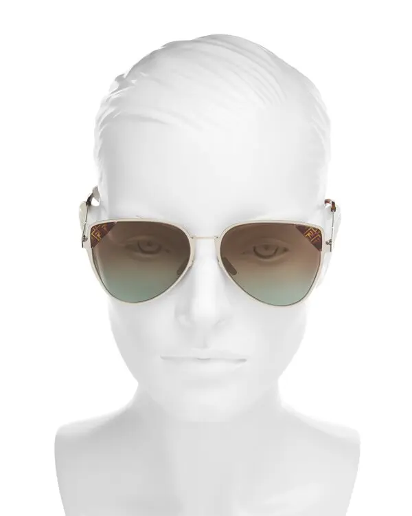 Fendi Signature Pilot Sunglasses, 57mm