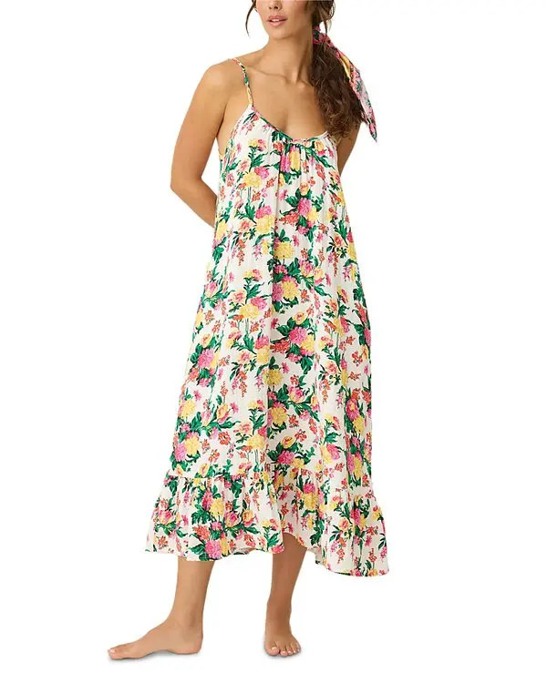 PQ Floral Midi Dress Swim Cover Up - White