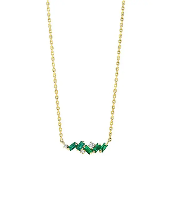 SUZANNE KALAN Emerald And Diamond Bar Necklace - Gold