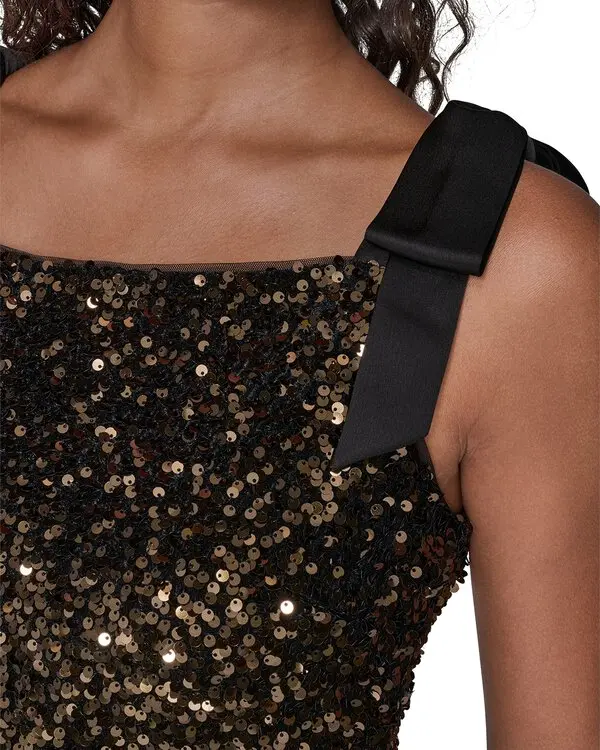 Karl Lagerfeld Paris Sequinned Velvet Dress In Black/Gold Multi - 75% Off |  Editorialist