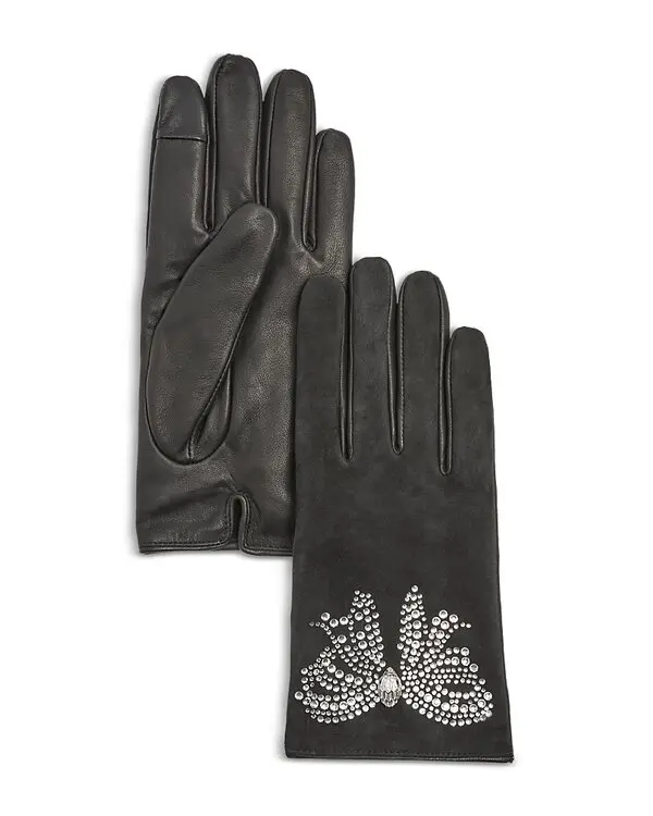 Kurt Geiger Belgravia Bow Leather Gloves - Black