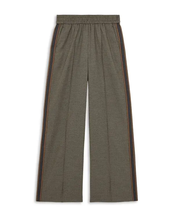 REISS Tarley Side Stripe Check Trousers - Neutral Check