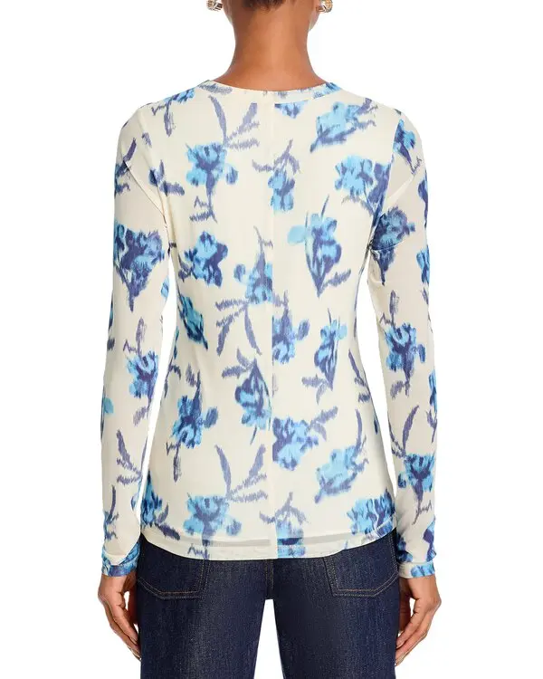 Rag & Bone Yana Printed Mesh Long Sleeve Tee - Ivory Multi