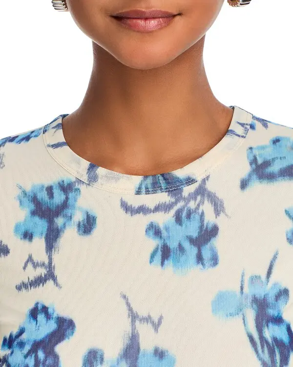 Rag & Bone Yana Printed Mesh Long Sleeve Tee - Ivory Multi