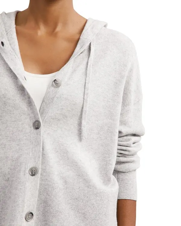 REISS Evie Button Front Hoodie