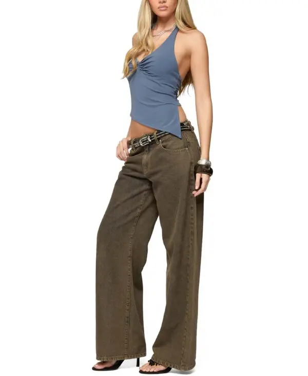 EDIKTED Asymmetric Twist Halter Top