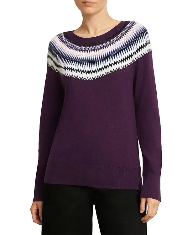 HOBBS LONDON Fair Isle Pullover Jumper - Vibrant Plum
