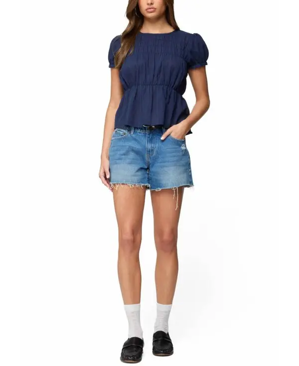 EDIKTED Maricella Gathered Tiered Top - Navy