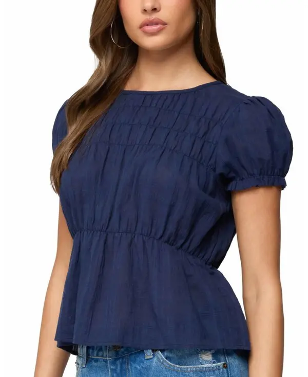 EDIKTED Maricella Gathered Tiered Top - Navy