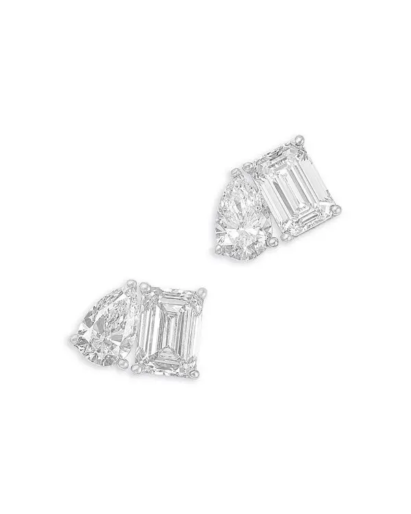 Bloomingdale'S 14k Gold Lab Grown Diamond Toi Et Moi Stud Earrings, 1.95 Tcw - White