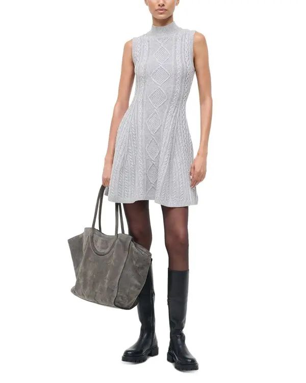 Staud Charade Cable Knit Sweater Dress - Heather Grey - 60% Off |  Editorialist