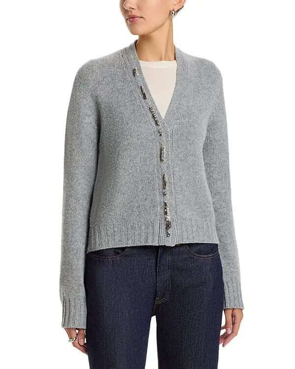 Fabiana Filippi Wool Blend Rhinestone Cropped Cardigan