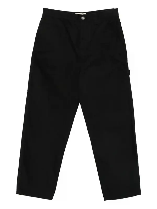 StÜssy Straight-leg Trousers With Logo Patch - Black