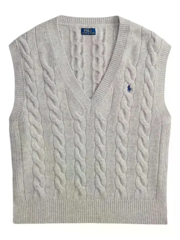 Ralph Lauren Cable-knit V-neck Sweater Vest - Grey
