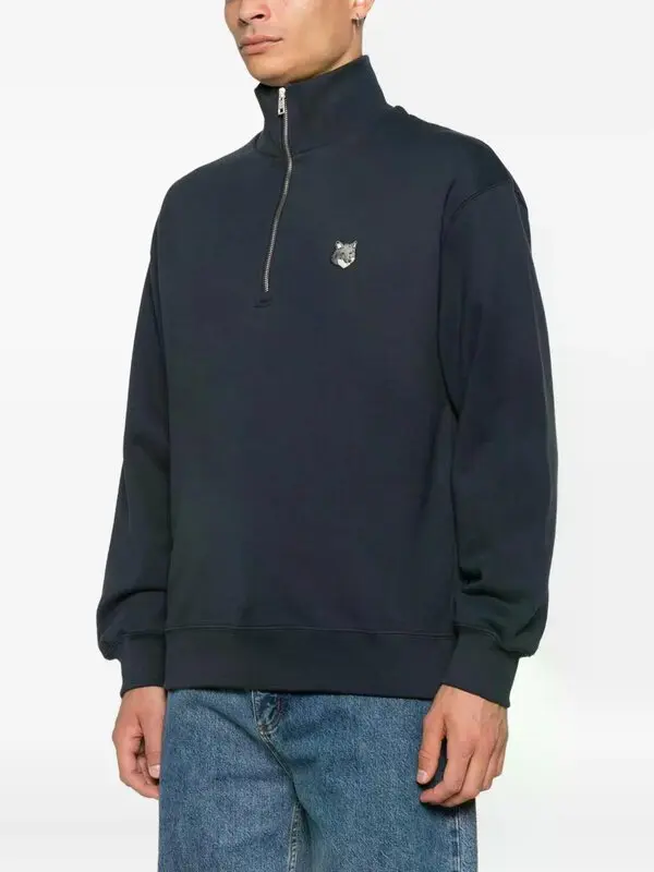 Maison Kitsuné Fox-head Half-zip Sweatshirt - Blue