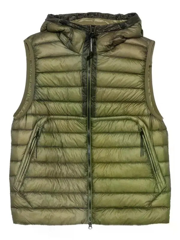 C.P. COMPANY Hooded Zip-up Vest - Green
