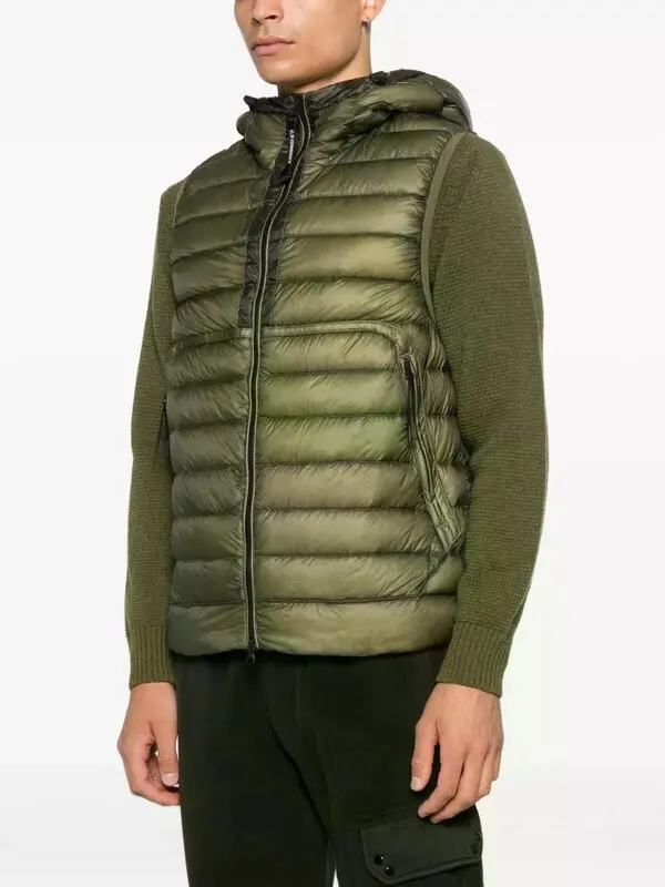 C.P. COMPANY Hooded Zip-up Vest - Green