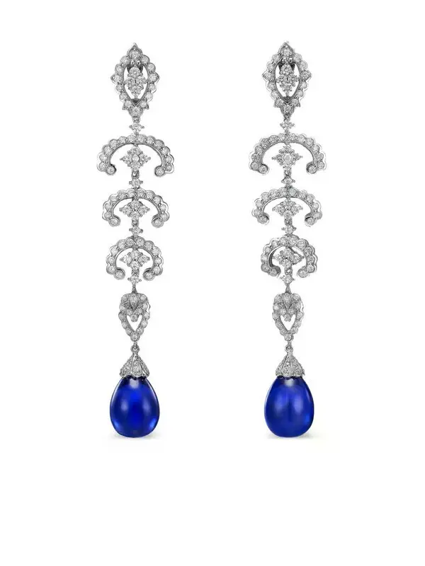 ANABELA CHAN 14k White Gold, Sapphire, And Diamond Drop Earrings - Blue
