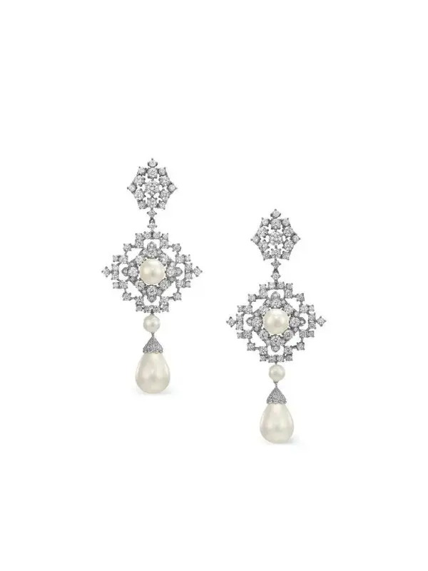 ANABELA CHAN Pixelise Pearl And Diamond Drop Earrings - White