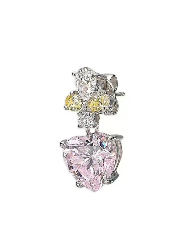 ANABELA CHAN 14k White Gold Vermeil Diamond Candy Cupid Earrings - Pink