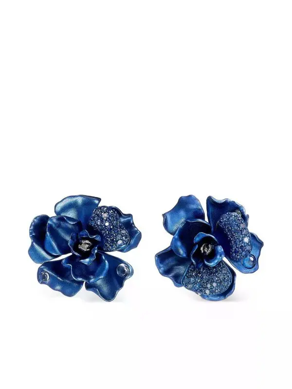 ANABELA CHAN Rhodium Vermeil And 14k White Gold Sapphire And Topaz Earrings - Blue