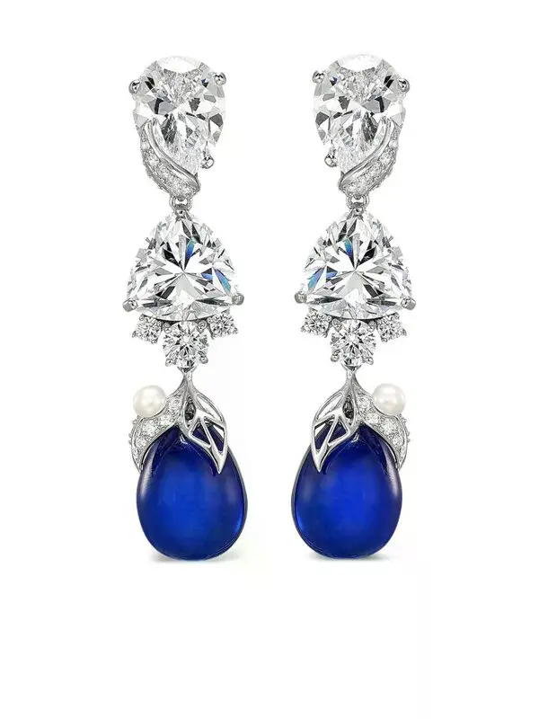 ANABELA CHAN 14k White Gold Vermeil Multi-stone Drop Earrings - Blue