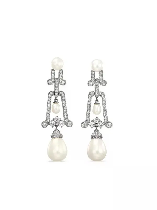 ANABELA CHAN Moderne Pearl And Diamond Drop Earrings - White