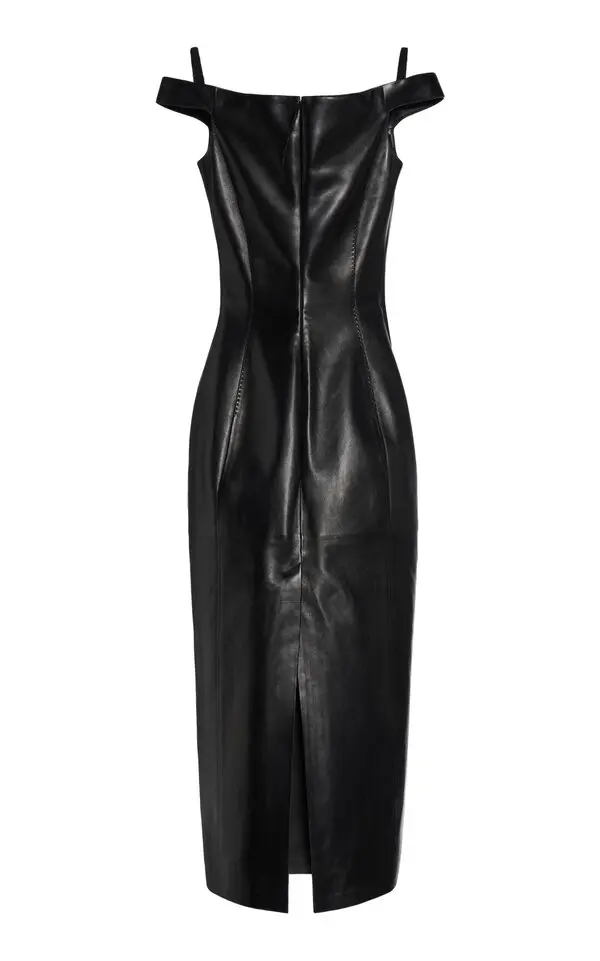leather trimmed dress Leather Trim Sheath Dress main image 0