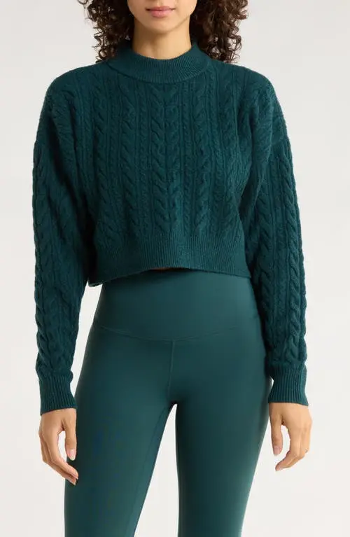 MPG Cable Knit Crop Sweater - Ponderosa Pine