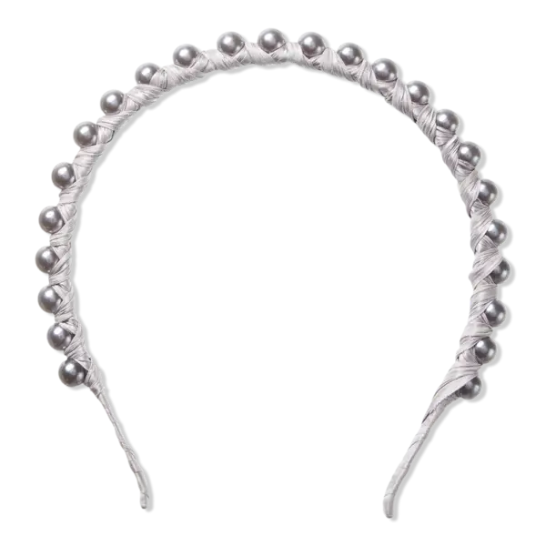 SCUNCI Wrapped Pearl Headband - Grey