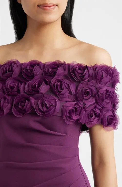 Eliza J Rosette Detail Off-the-shoulder Gown - Plum