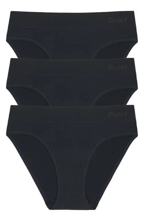 Dkny Litewear 3-pack High Leg Seamless Briefs - Black