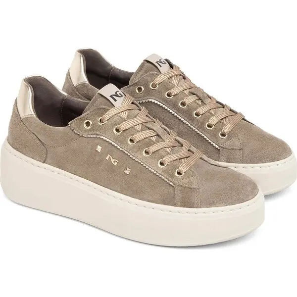 NEROGIARDINI Platform Suede Sneakers - Taupe