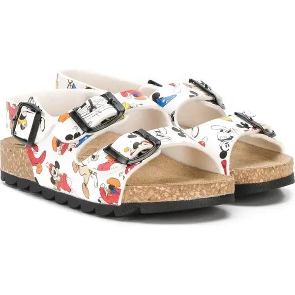 MASTER OF ARTS Mickey Cartoon Print Sandals - White